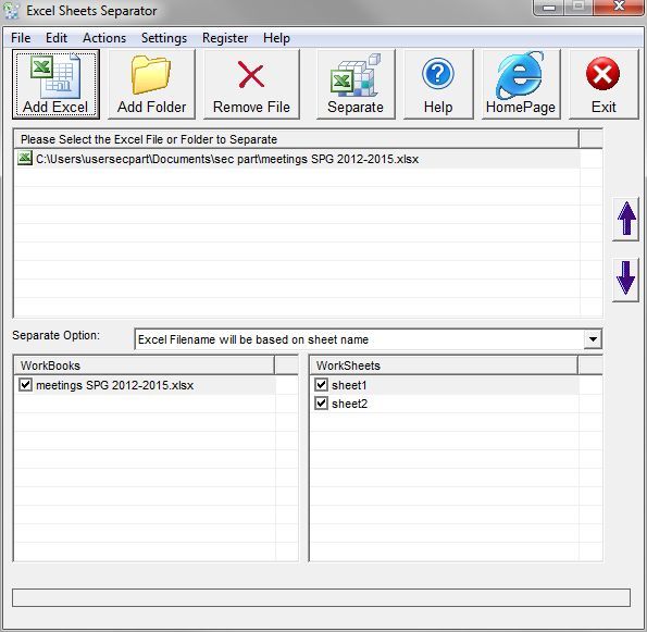 Excel Sheets Separator download for free - SoftDeluxe