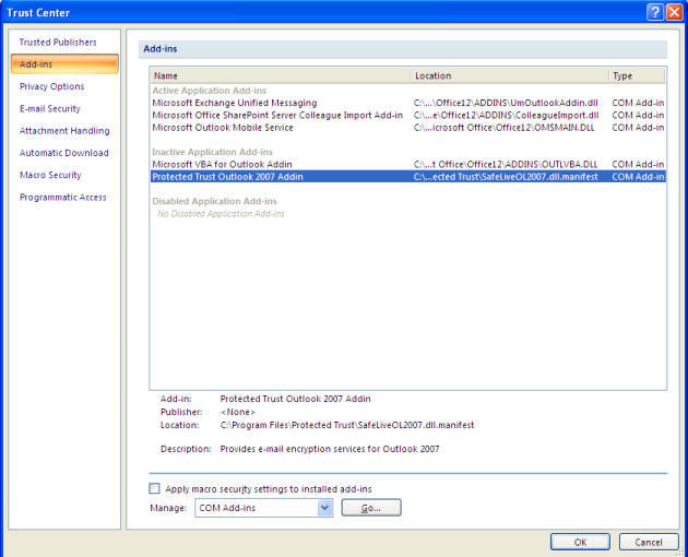 Protected Trust Add-in for Microsoft Outlook download for free - SoftDeluxe