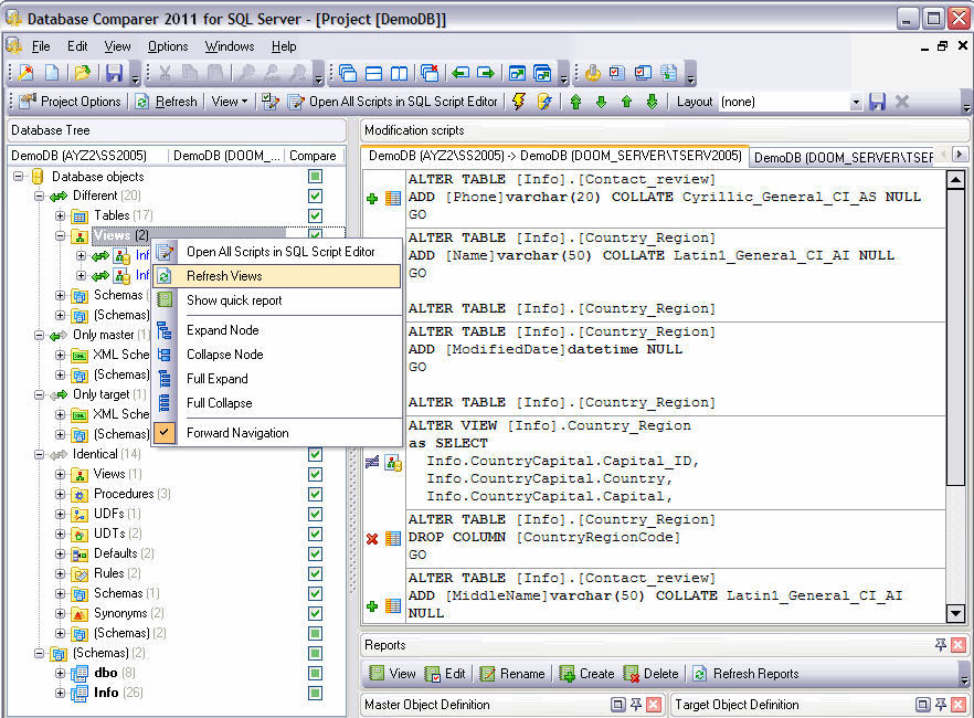DB Comparer for SQL Server download for free - SoftDeluxe