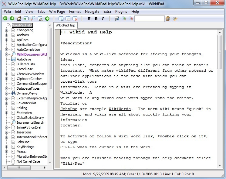 WikidPad download for free - SoftDeluxe