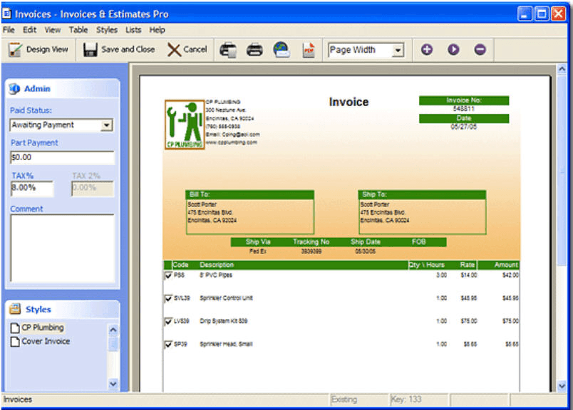 Invoices And Estimates Software - Invoice